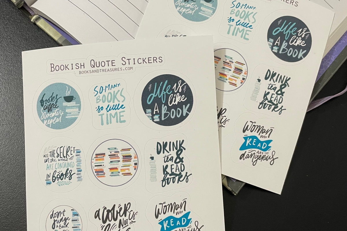 Mini Bookish Quotes Sticker Sheets Set of 2 - Cratejoy