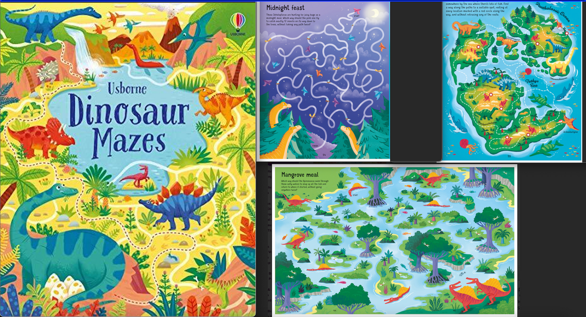Dinosaur Mazes - 64 page Activity Book by Usborne - Cratejoy
